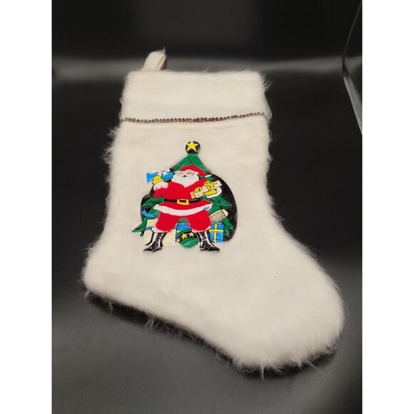 Unbranded | Holiday | Vintage White Christmas Stocking With Vinyl Puffy ...